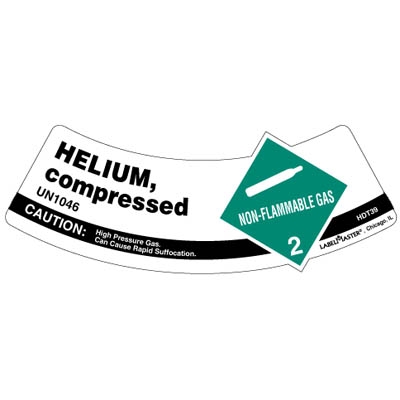 UN1046 Helium Compressed - Shoulder Label, Cylinder Labels, HDT39
